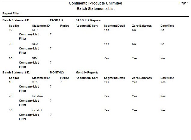Batch Statements List
